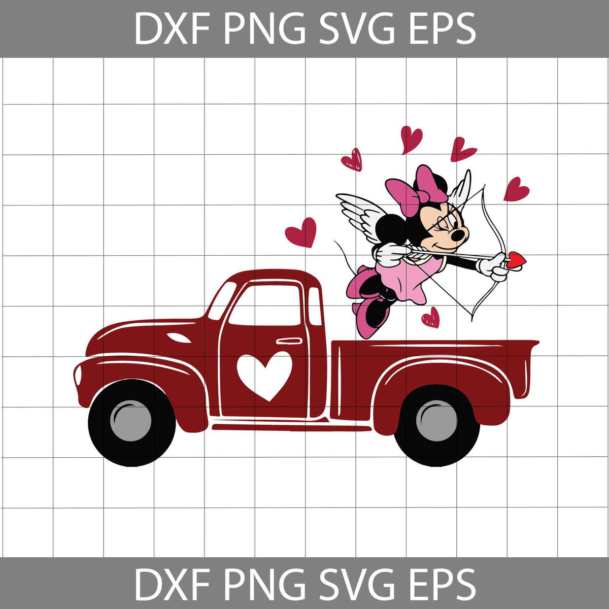 Red Truck with Cupid Svg, Valentines Truck Svg,Valentine's day Svg ...