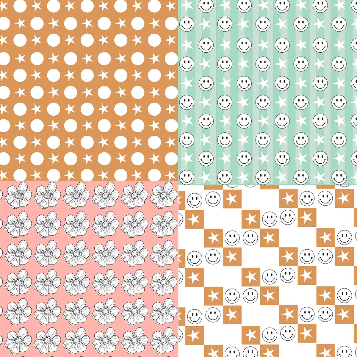 Groovy Retro, Retro Happy Face Seamless Pattern, Smiley Face, Digital ...