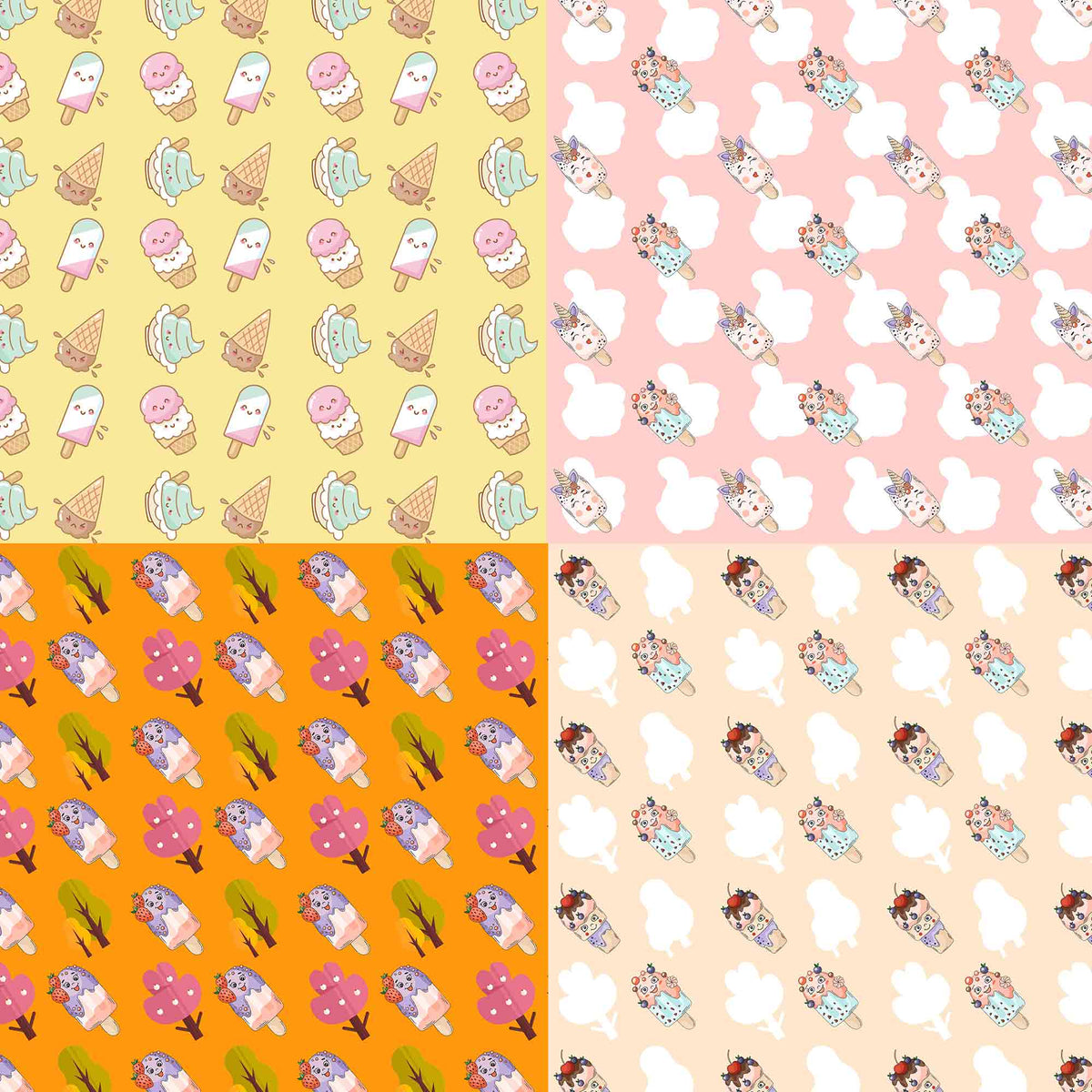 Cute Ice Cream Seamless Pattern, Digital Papers, Scrapbook Papers ...