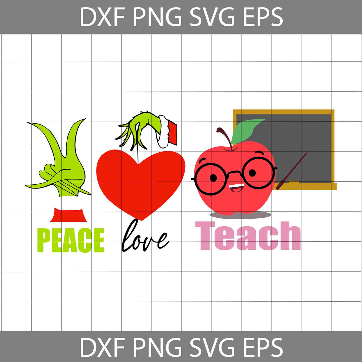 Peace Love Teach The Teacher Merry Christmas Svg, teacher Svg ...