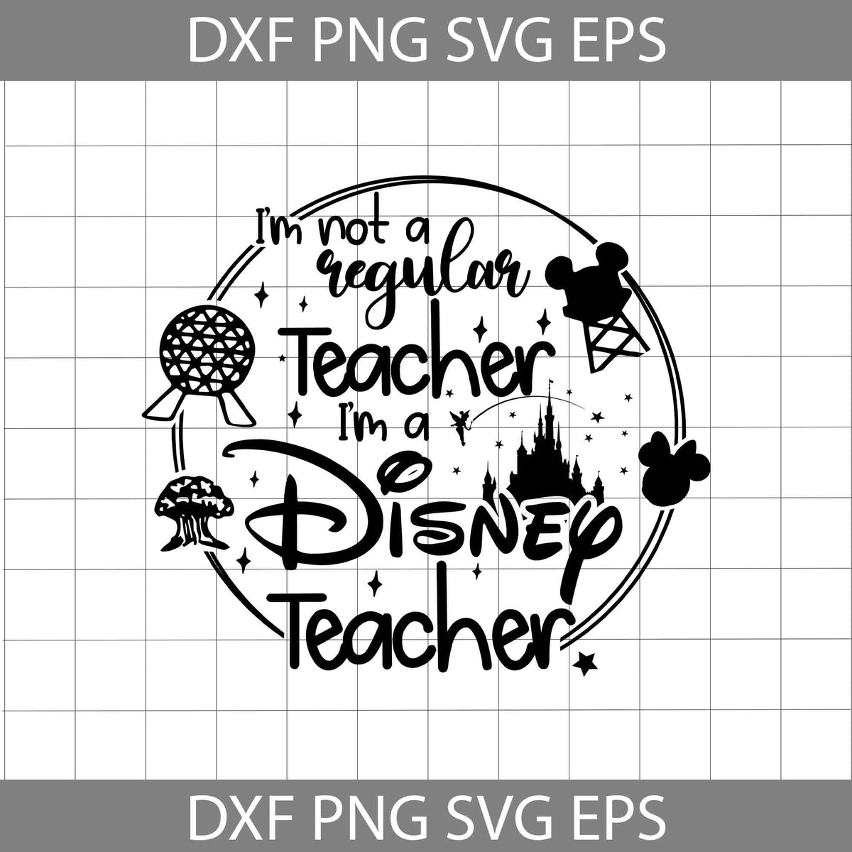 I'm Not A Regular Teacher I'm A Teacher Svg, Minnie Head Svg, Mickey ...