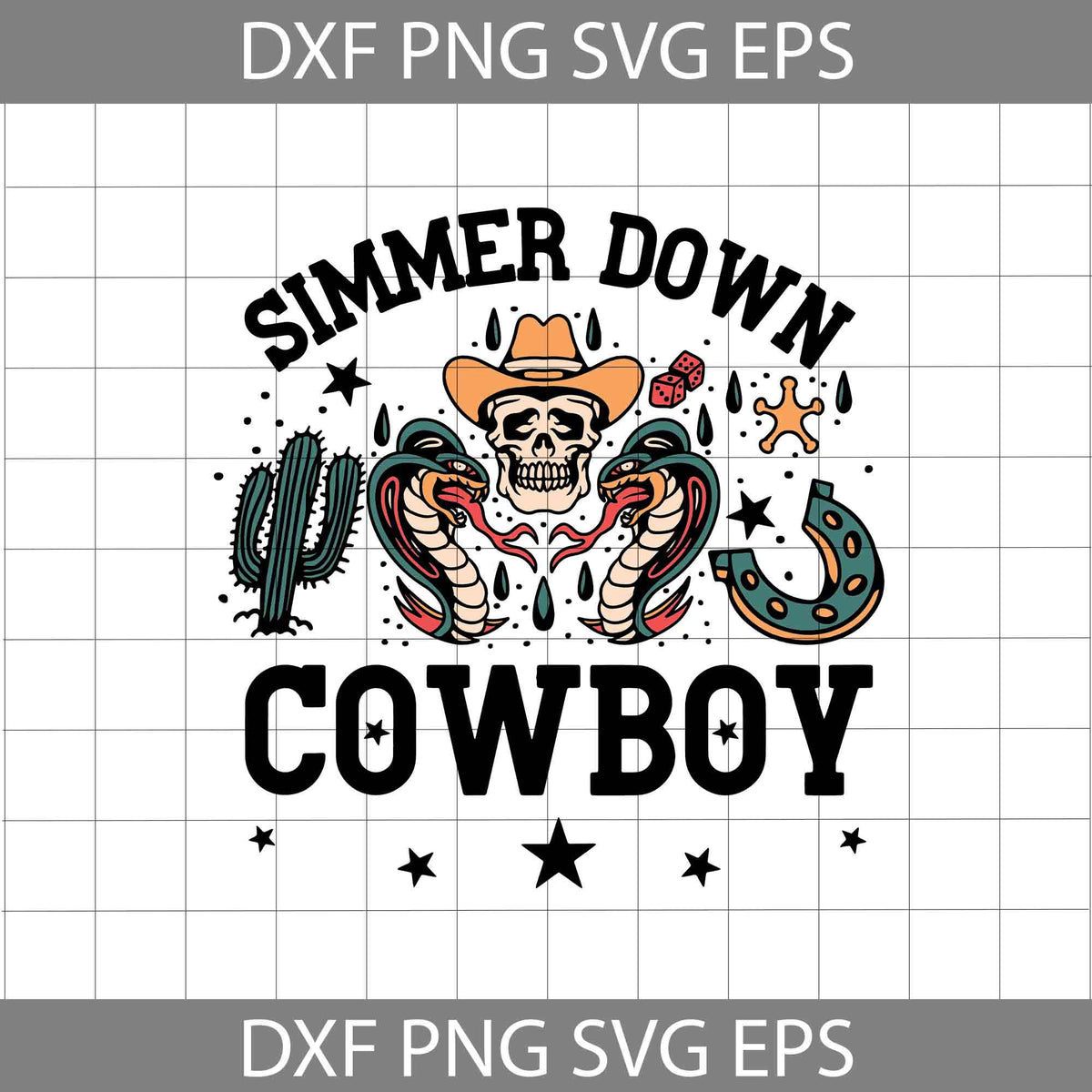 Simmer Down Cowboy SVg, Skull Western Cowboy Svg, Mother's Day Svg ...