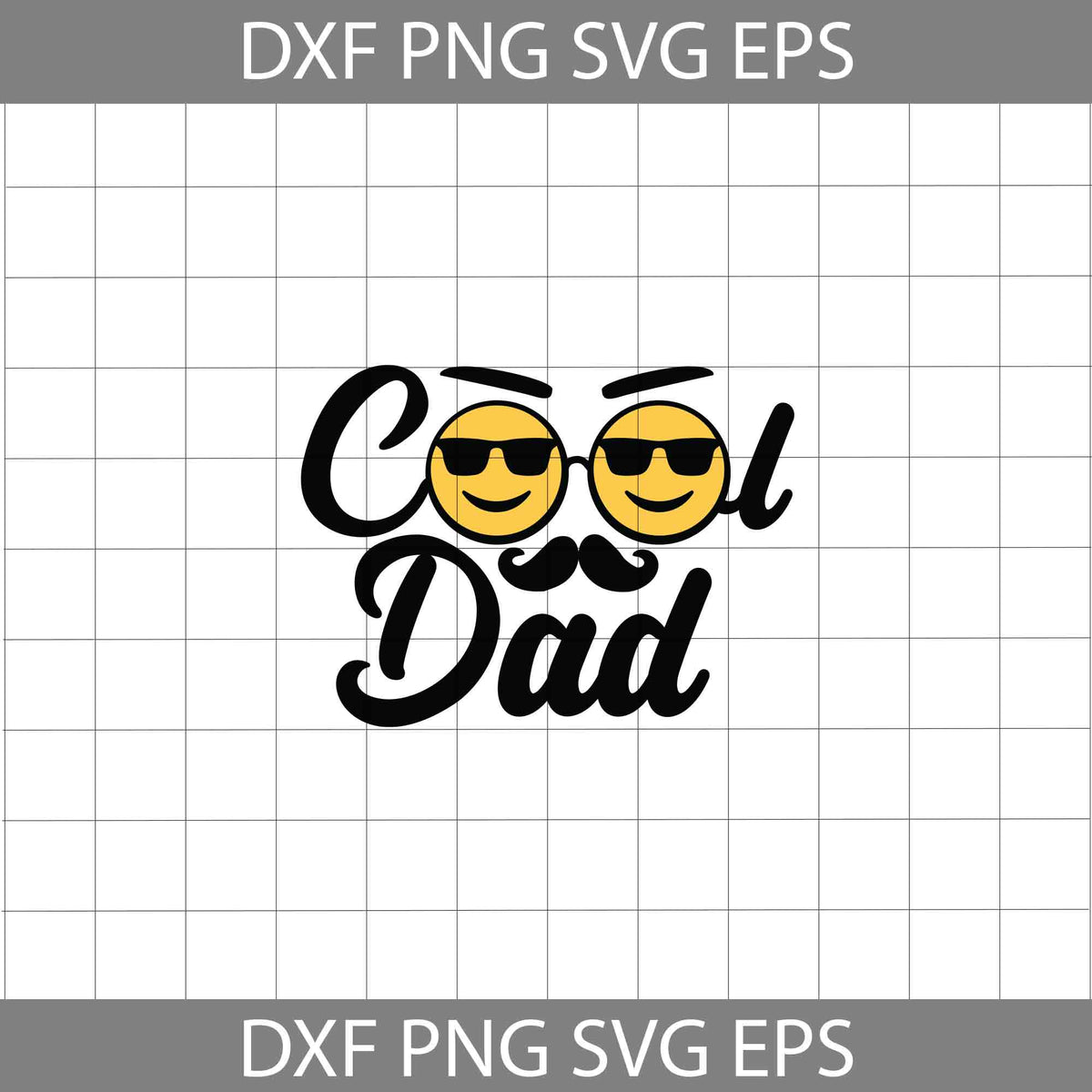 Cool Dad Svg, Smiley Face Svg, Father's Day Svg, Cricut File, Clipart ...
