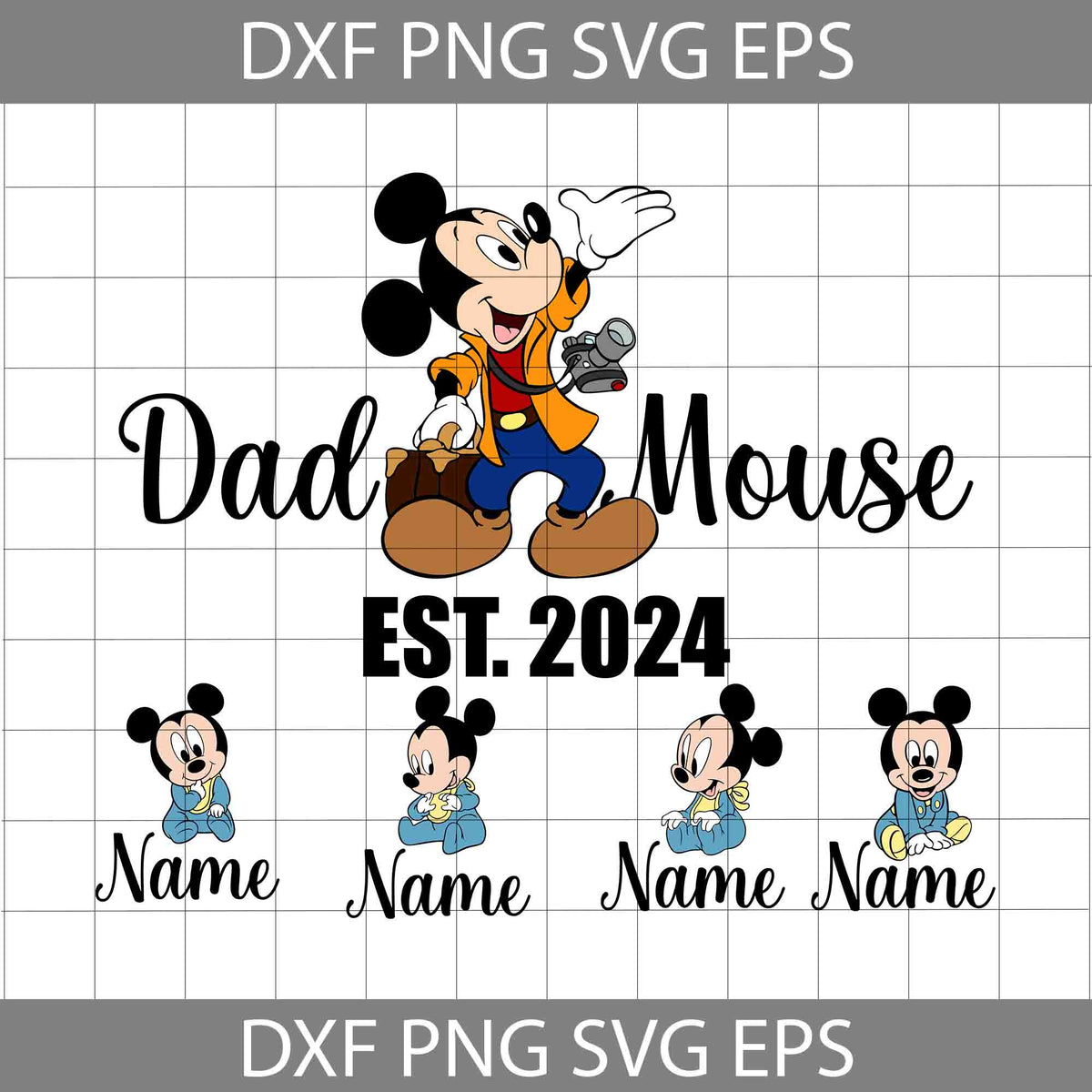 Personalized Dad Mouse Est 2024 Svg, Mouse Svg, Dad Svg, Cartoon Svg ...