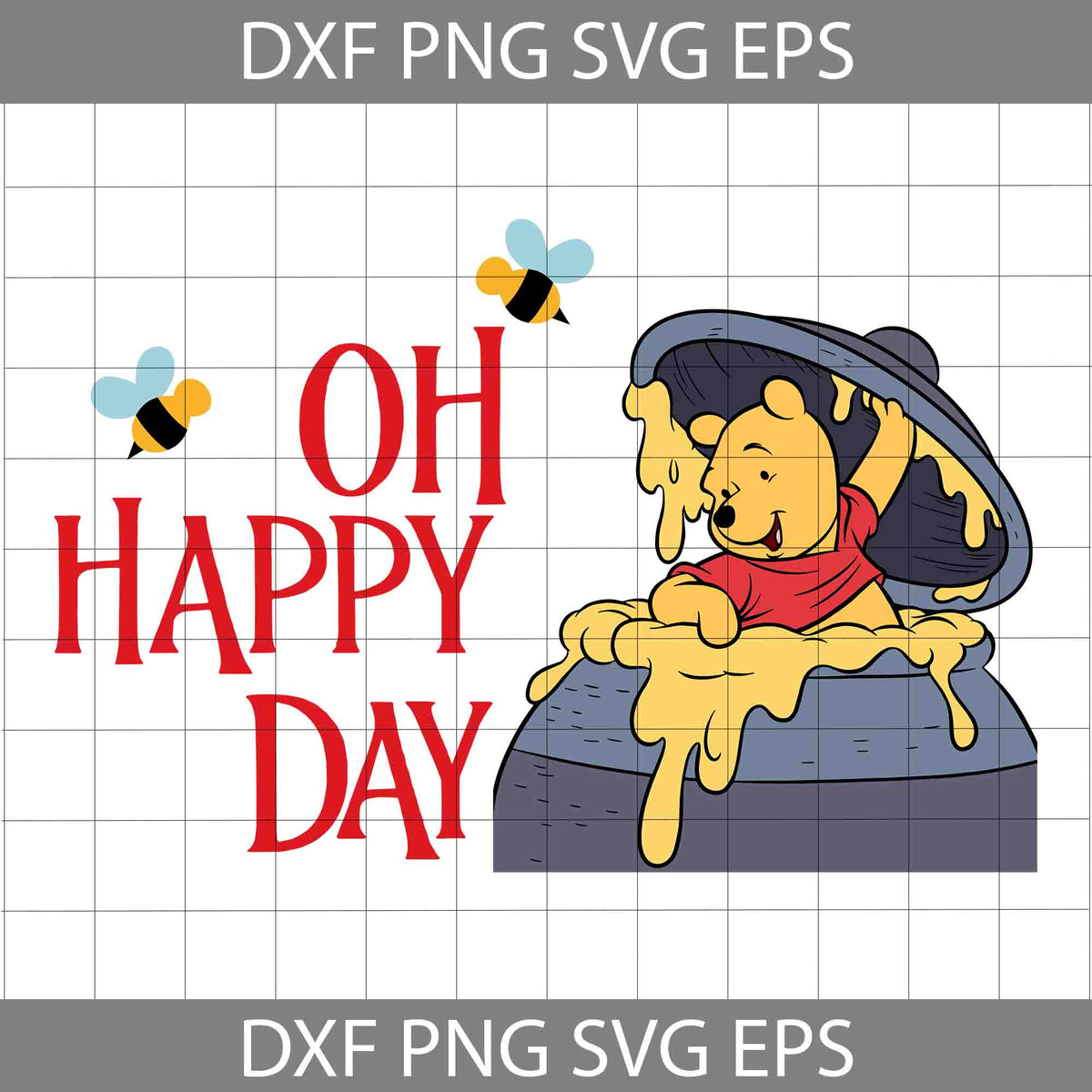 Oh Happy Day Svg, Bear Hunny Svg, Bear Svg, Cartoon Svg, Cricut File ...