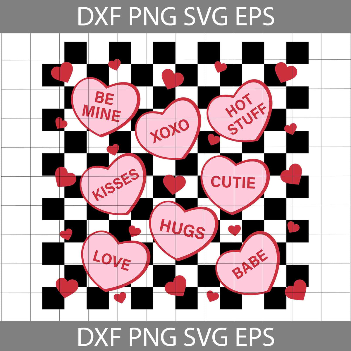 Conversation Hearts Svg, Checkered Svg, Magical Heart Svg, Love Svg ...