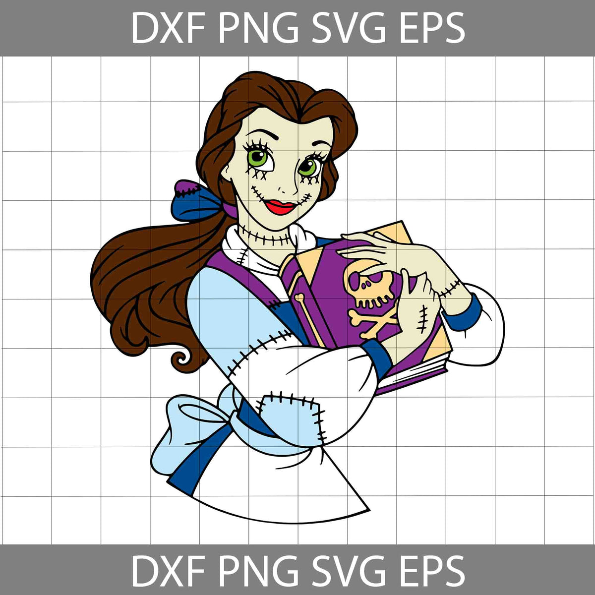 Belle Sugar Skull Svg, Princess Halloween svg, Princess Day of the Dead ...