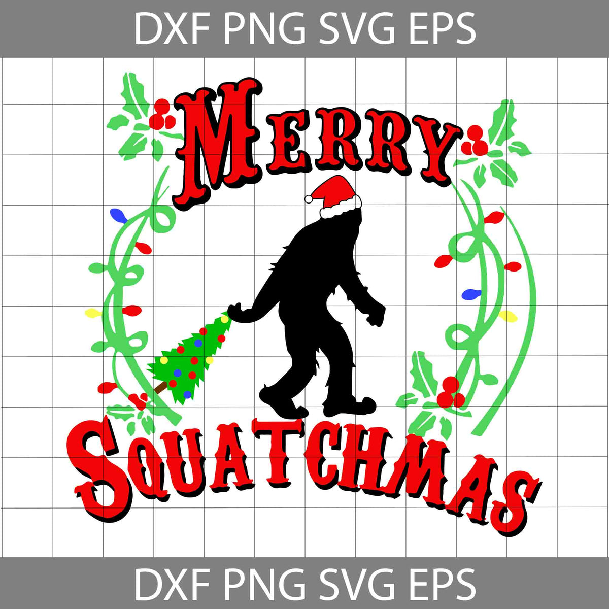 Merry Squatchmas SVG, Squatchmas With Christmas Light SVG, Bigfoot ...