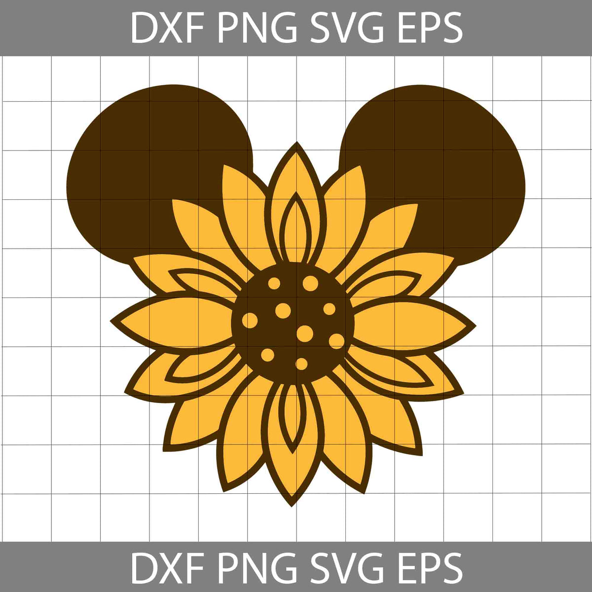 Sunflower Mouse Brown Svg, Mouse Head Floral Svg, Cartoon Svg, Cricut ...