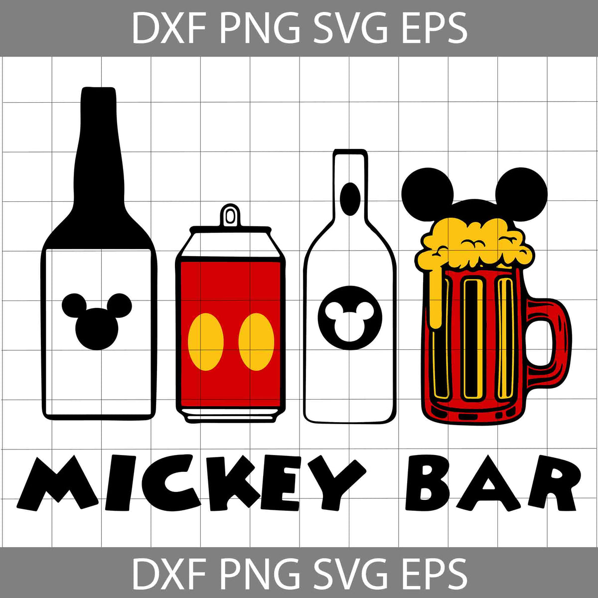 Mickey Bar SVG, Mickey Mouse Drinking Beer SVG, Mickey Mouse Svg ...