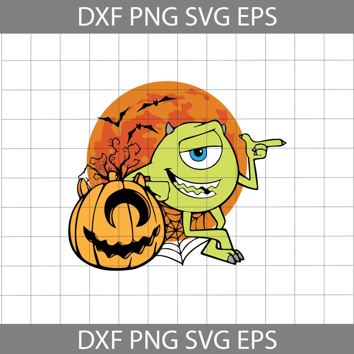 Mike Wazowski Svg, Pumpkin Halloween Moon Svg, Vintage Halloween Svg ...