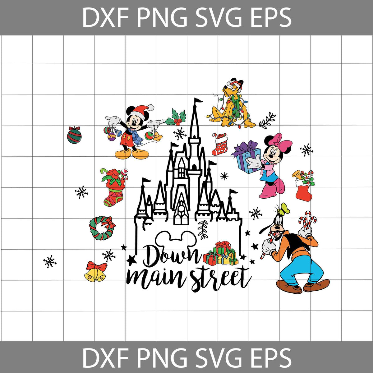 Down Main Street Christmas Svg, Castle Merry Christmas Svg, And Friends ...