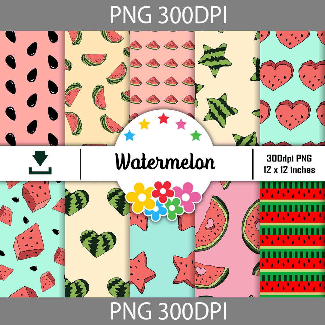 Watermelon Pattern, Digital Download, Frutti Digital Paper Pack ...