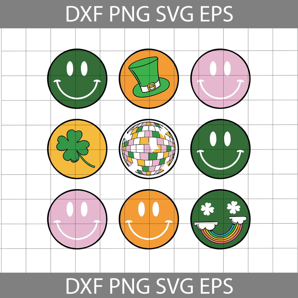 Smiley Face Svg, Shamrock Svg, St. Patrick's Day Svg, Cricut File ...