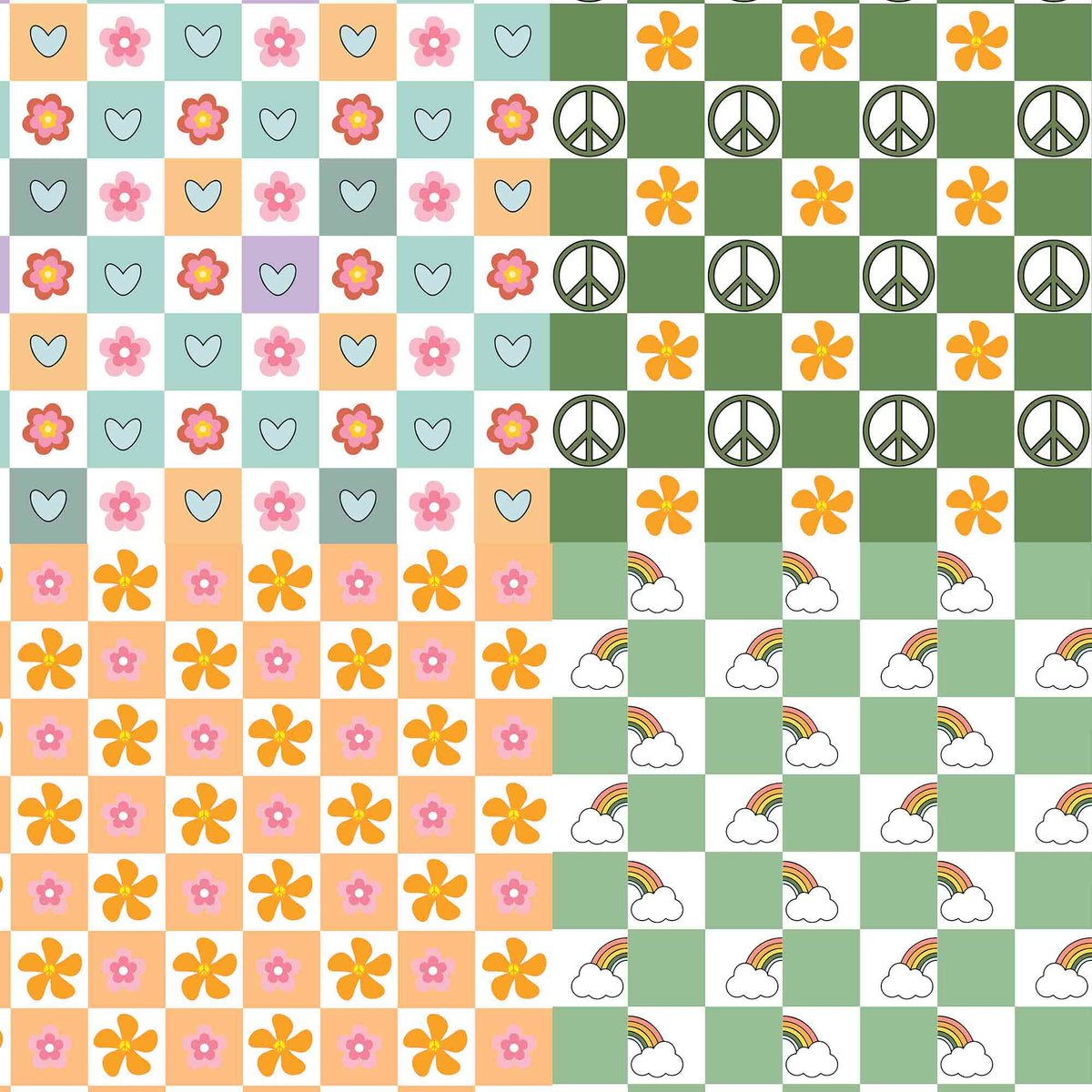 Retro Checkerboard Seamless Pattern, Scrapbook, Digital Paper ...