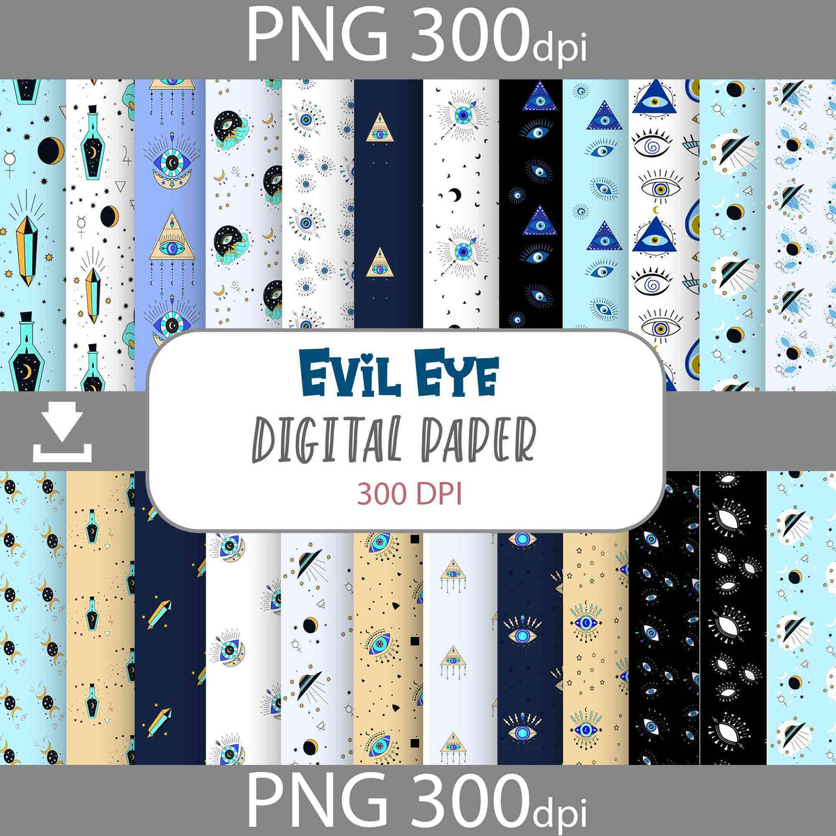 Evil Eye Seamless Pattern, Digital Papers, Scrapbook Papers, Pattern ...