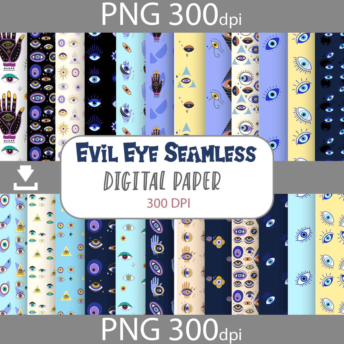 Evil Eye Seamless Pattern, Digital Papers, Scrapbook Papers, Pattern ...