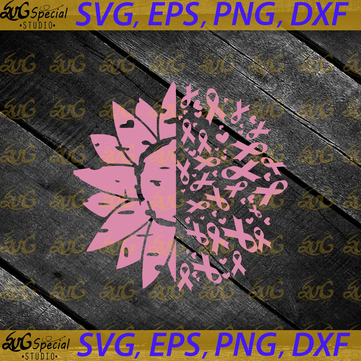 Sunflower Breast Cancer Awareness Ribbon Svg, Breast Cancer Ribbon Svg ...
