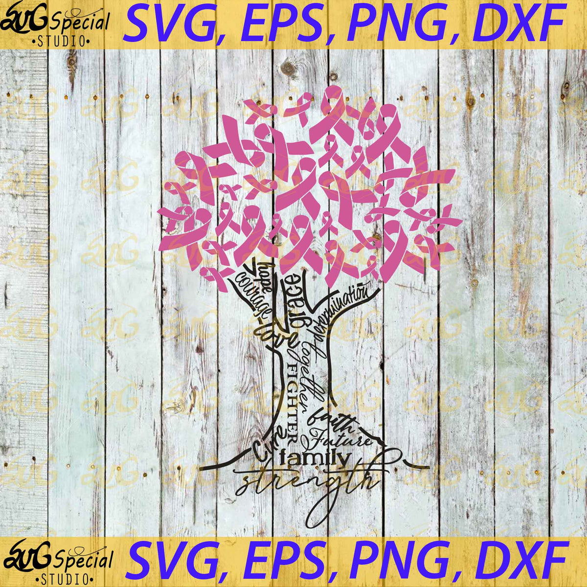 Tree Svg, Cut File For Silhouette, Cricut, Cancer Svg, Ribbon Svg ...
