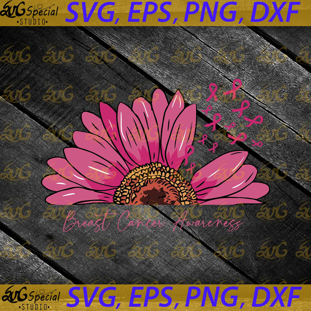 Pink Daisy Ribbon Breast Cancer Awareness Design Svg, Flower Svg ...