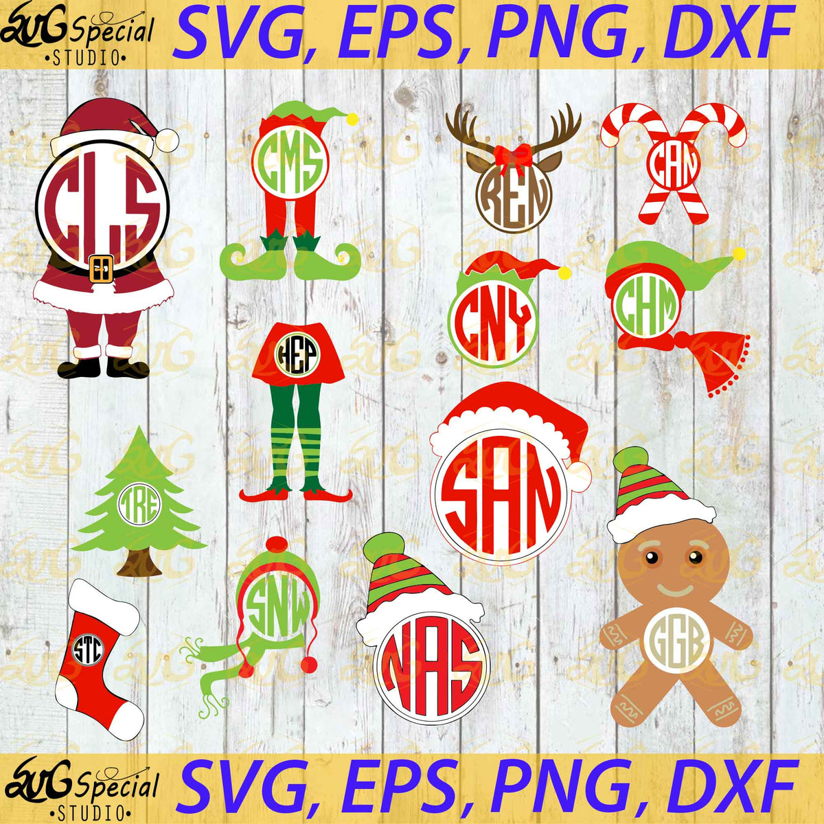 Christmas Monogram Svg, Bundle, Merry Christmas Svg, Christmas Svg ...