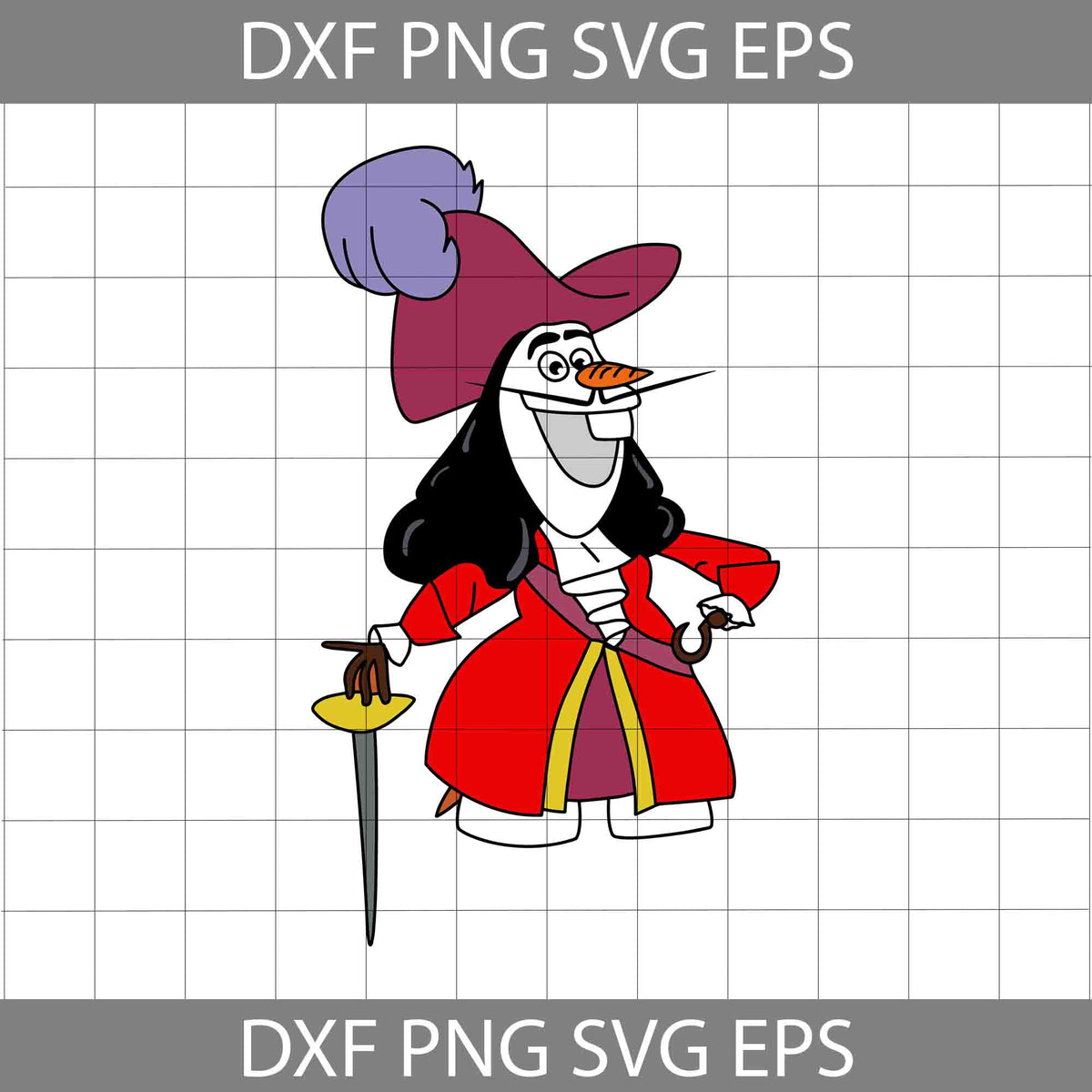 Captain Hook Olaf SVg, Peter Pan Svg, Villains Svg, Olaf Costume Svg ...