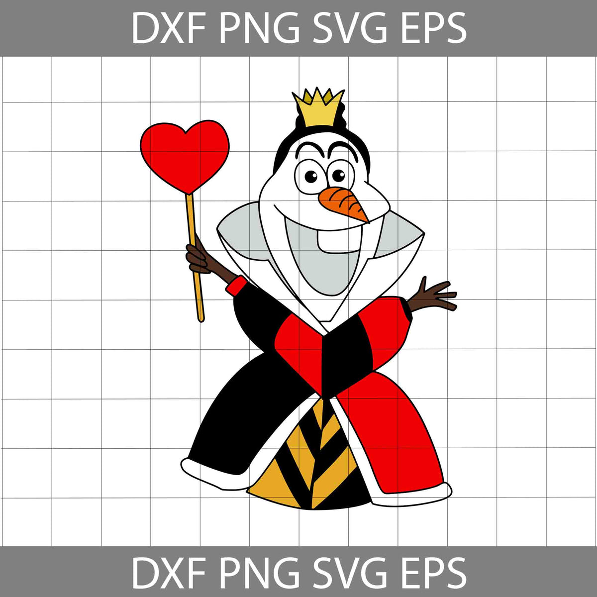 The Queen of Hearts Olaf SVg, Villains Svg, Olaf Costume Svg, Cartoon ...