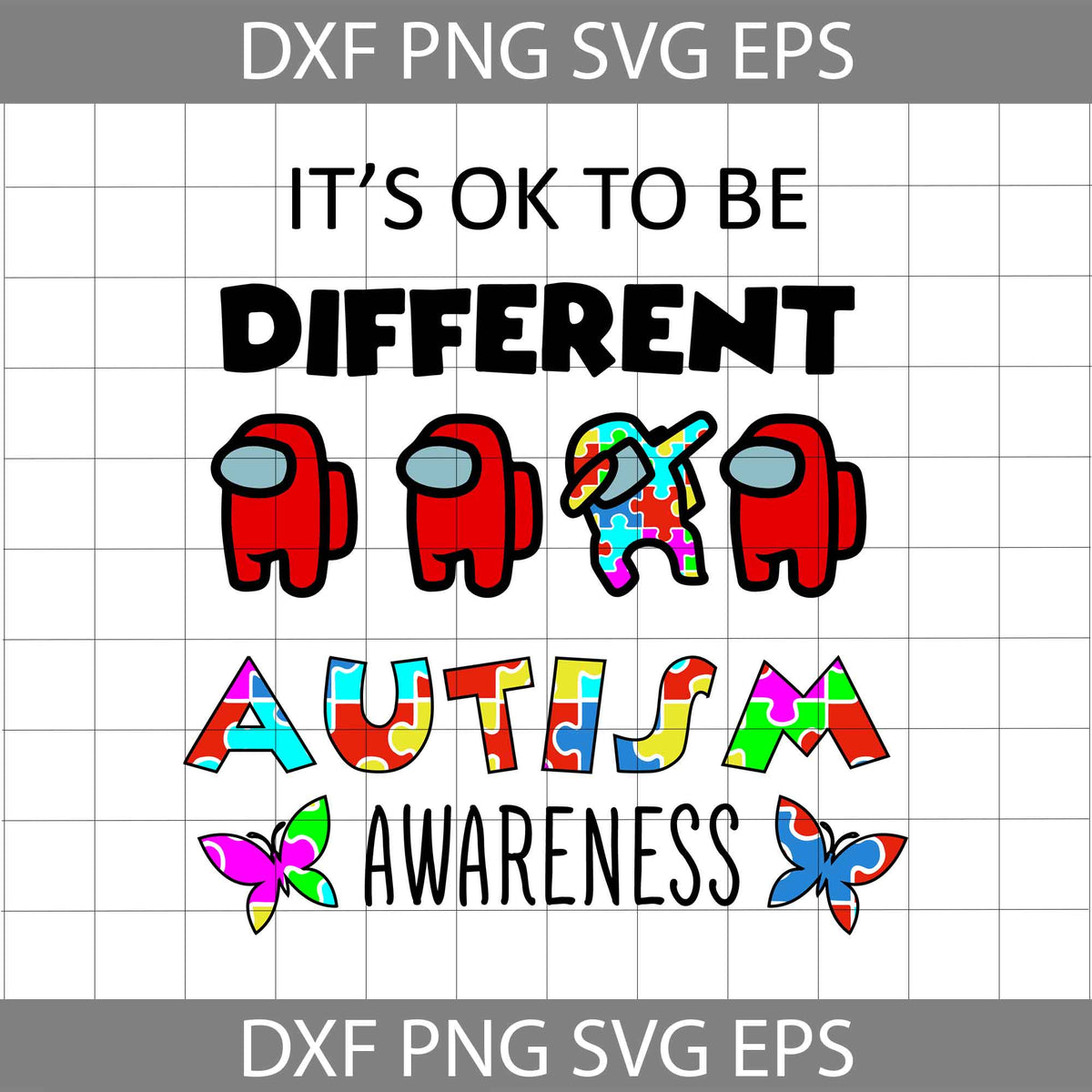 Among Us dabbing it's ok to be different Autism awareness svg, happy ...