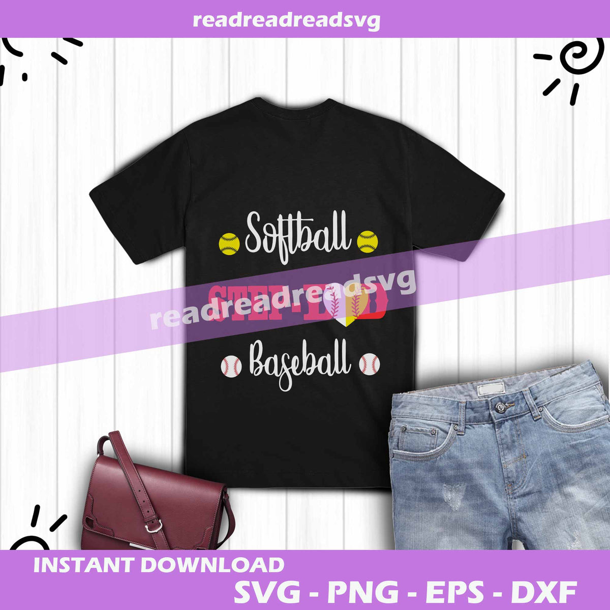 Softball Step Dad Baseball Stepdad Svg, Step Dad Svg, Softball Stepdad ...