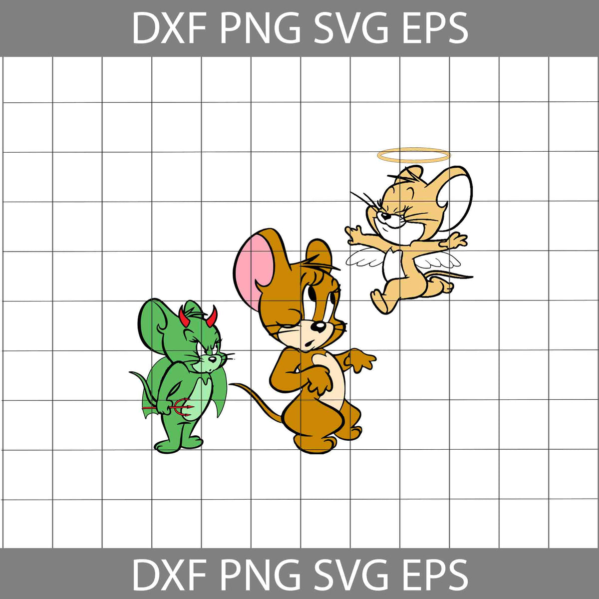 Jerry Angel and Devil svg, Tom And Jerry svg, Cartoon Svg, Halloween ...