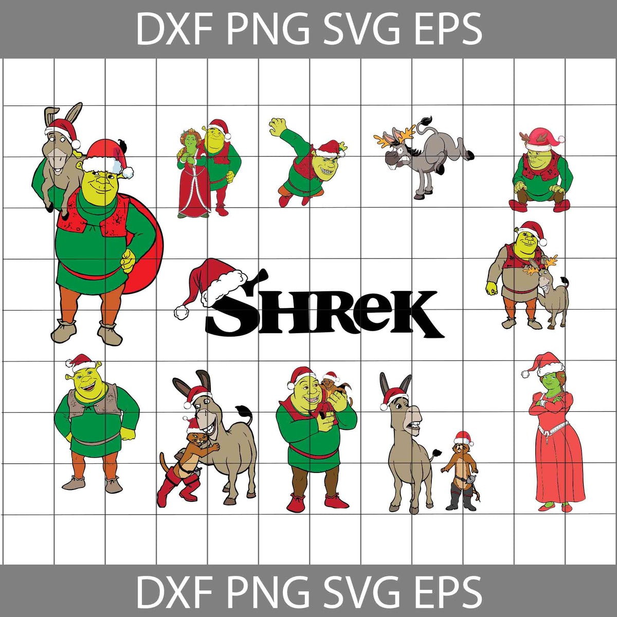 Shrek Santa svg, Ogre Santa svg, Donkey Santa svg, Cat svg, Cartoon ...