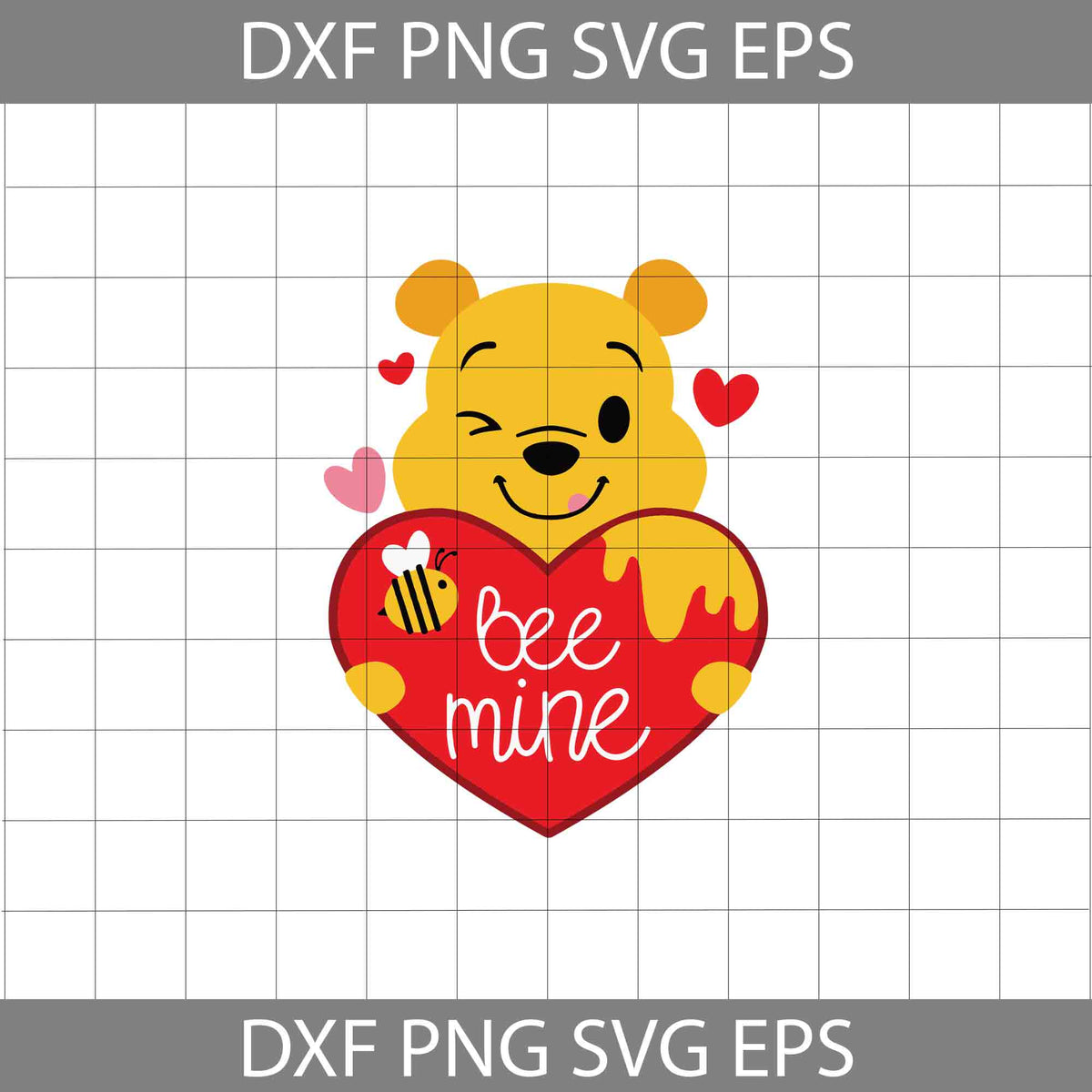 Bee Mine Heart Svg, Winnie The Pooh Svg, Cartoon Svg, Valentine's day ...