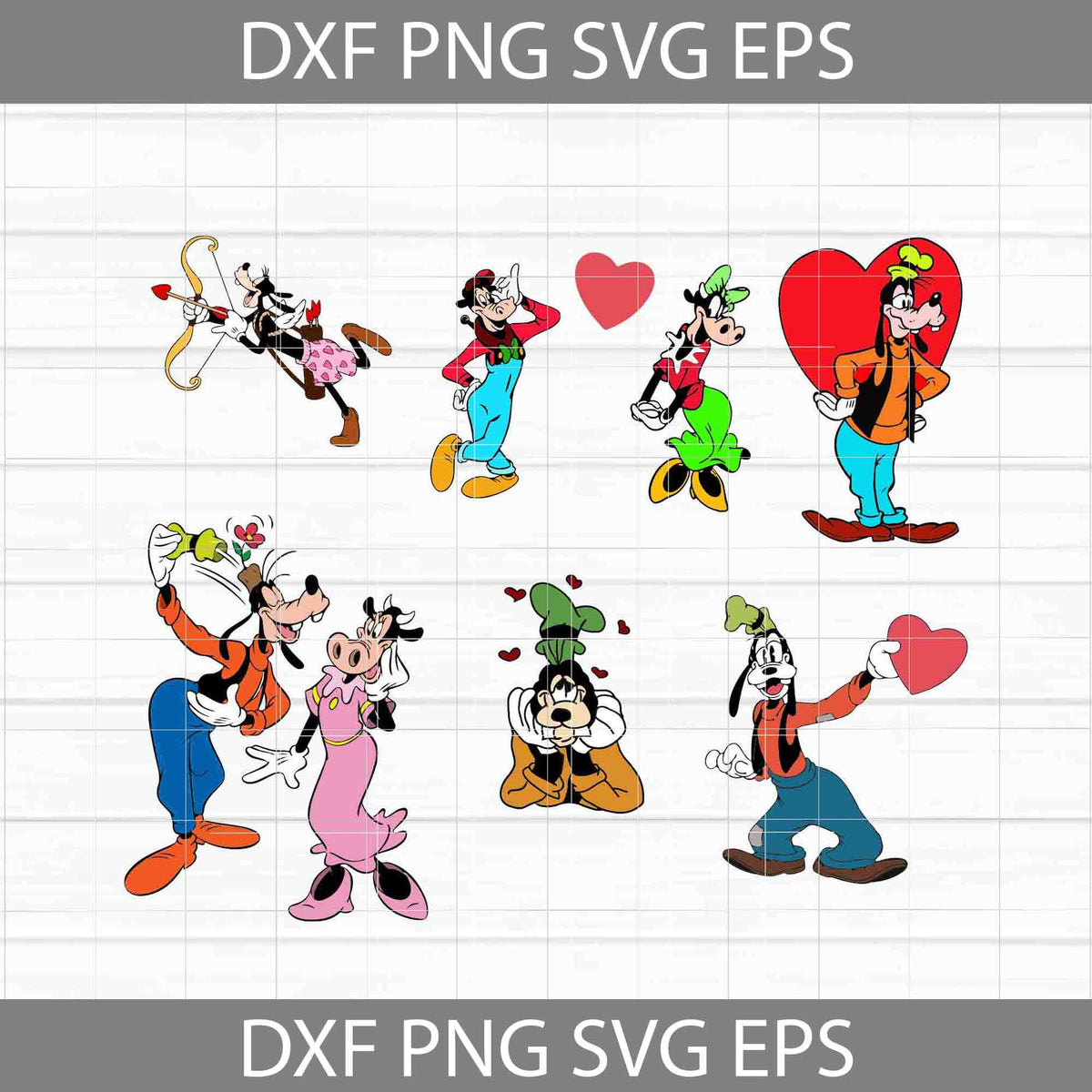 Goofy Love Valentine Svg, Bundle, Cartoon Svg, Valentine's day Svg ...