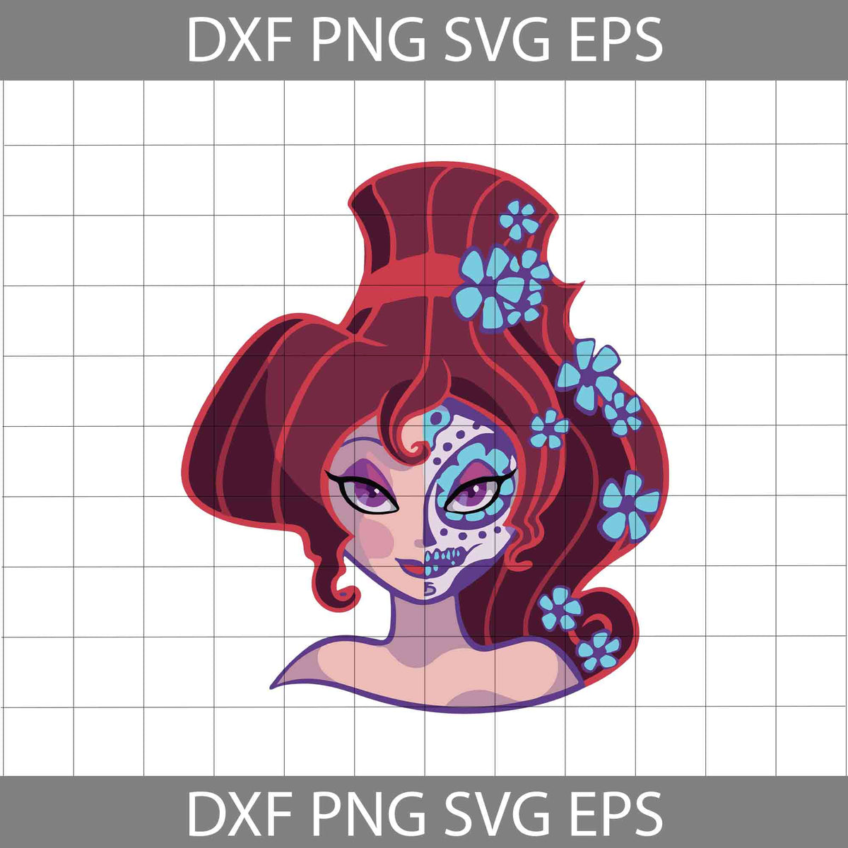 Megara Svg, Megara Catrina Svg, Sugar Skull Svg, Princess Svg, Cricut ...