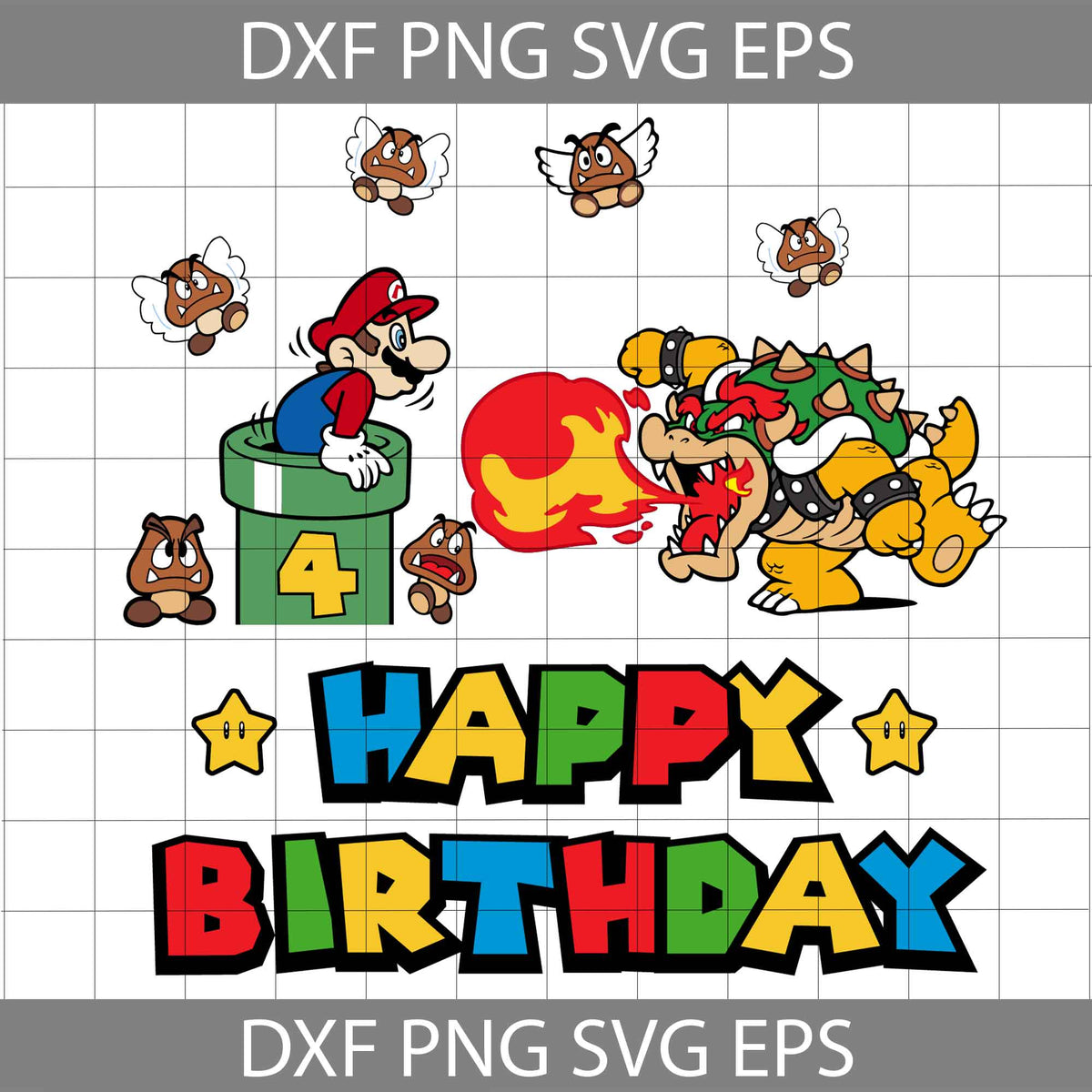 4th Birthday Super Mario Svg, Happy Birthday Super Mario Svg, Birthday ...