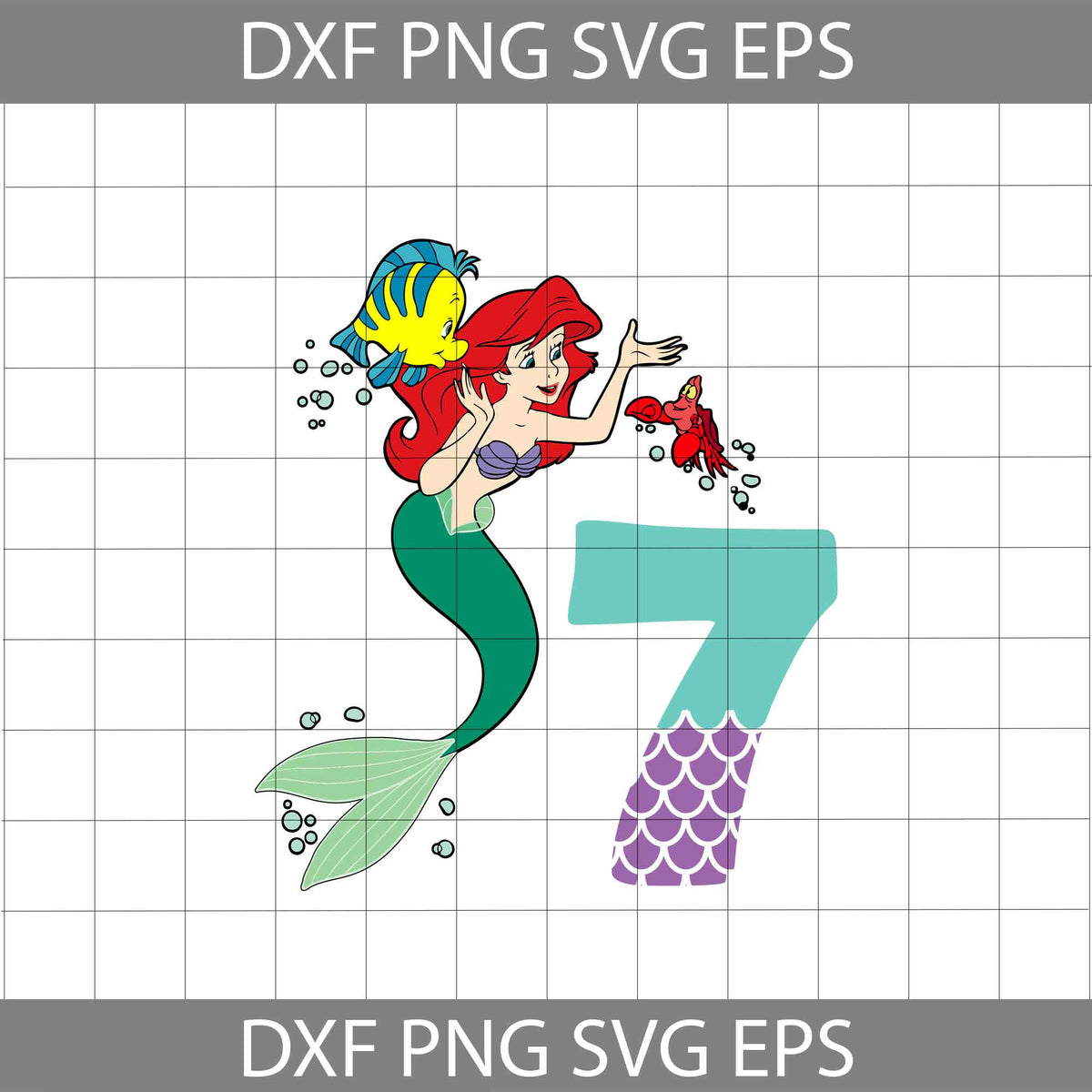 7th Birthday Little Mermaid Svg, Birthday Svg, Cricut file, clipart ...
