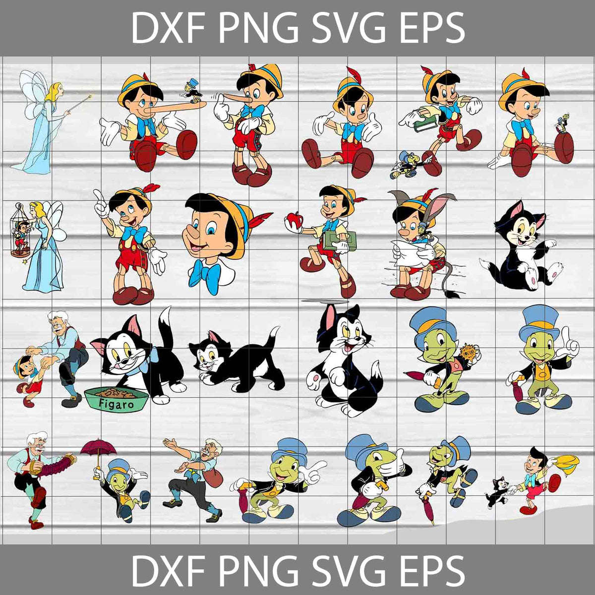 Pinocchio Svg, Geppetto svg, figaro svg, The Fairy with Turquoise Hair ...