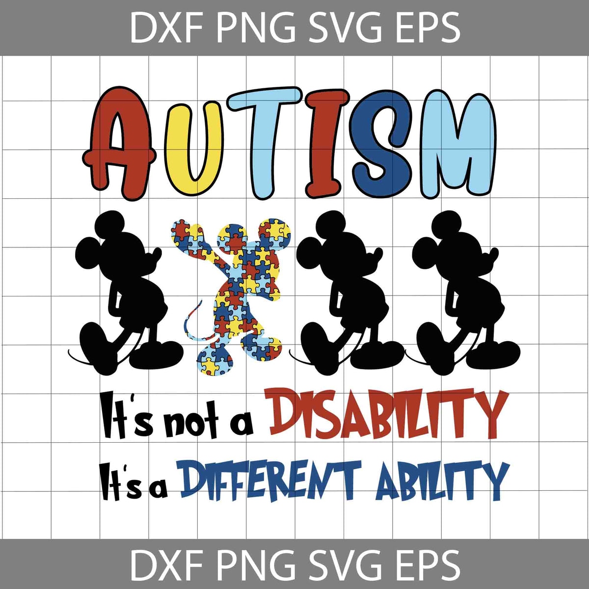 Autism Is A Different Ability Svg, Autism Mickey Mouse svg, Autism svg ...