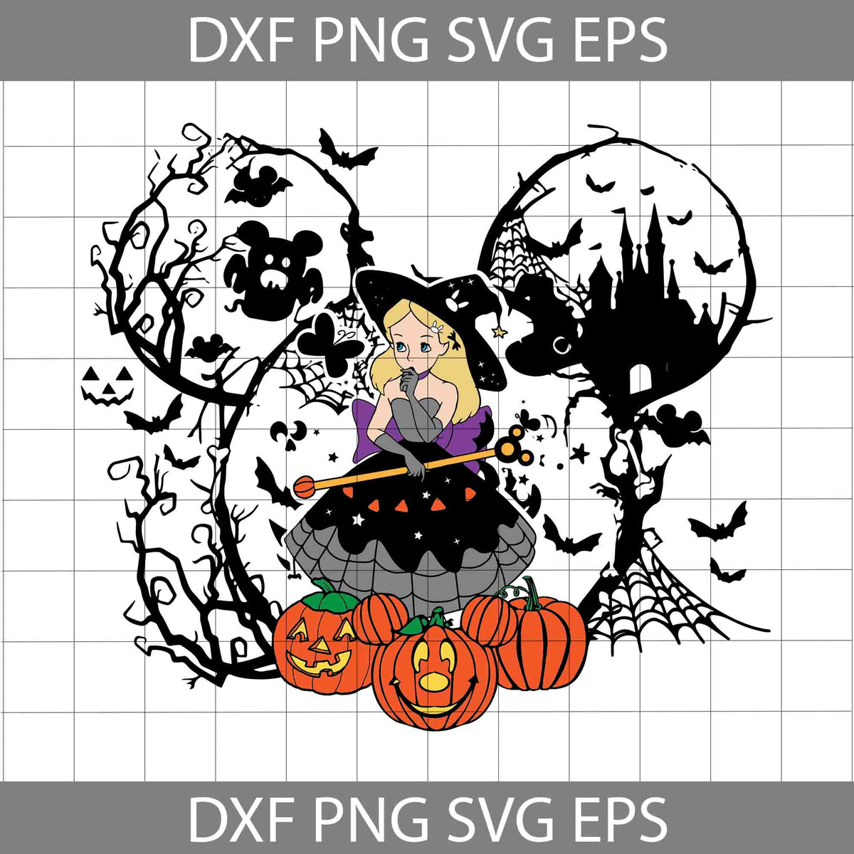 Alice Witch Mickey Head Svg, Halloween Svg, Cricut File, Clipart, Svg ...