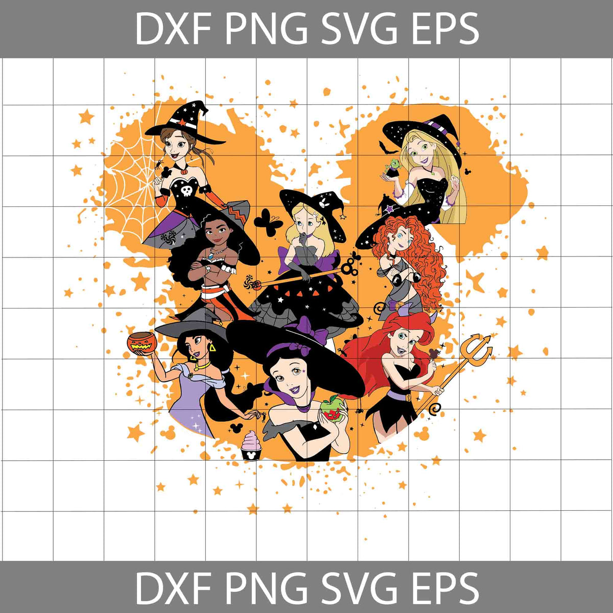 Princesses Witch Mickey Head svg, Anna Witch Svg, Moana Svg, Alice Svg ...
